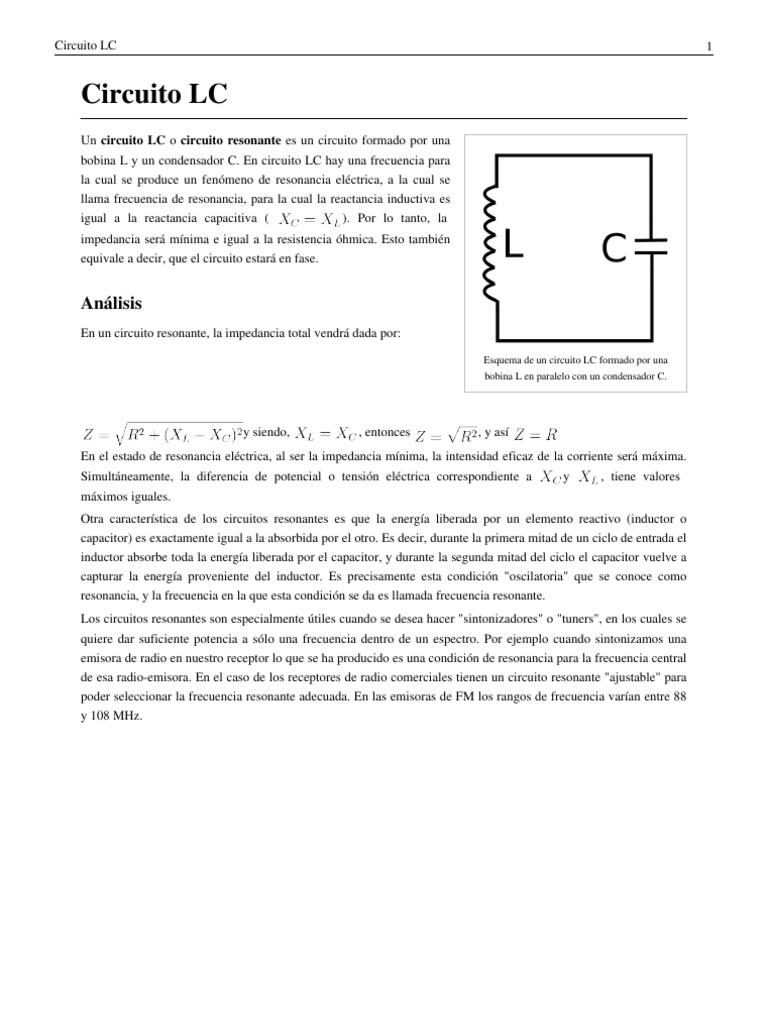 Circuito LC | PDF | Inductor | Electrónica