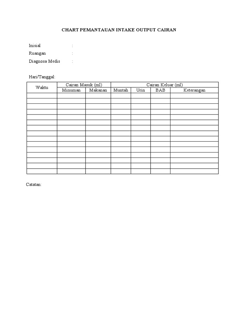 Chart Pemantauan Intake Output Cairan | PDF