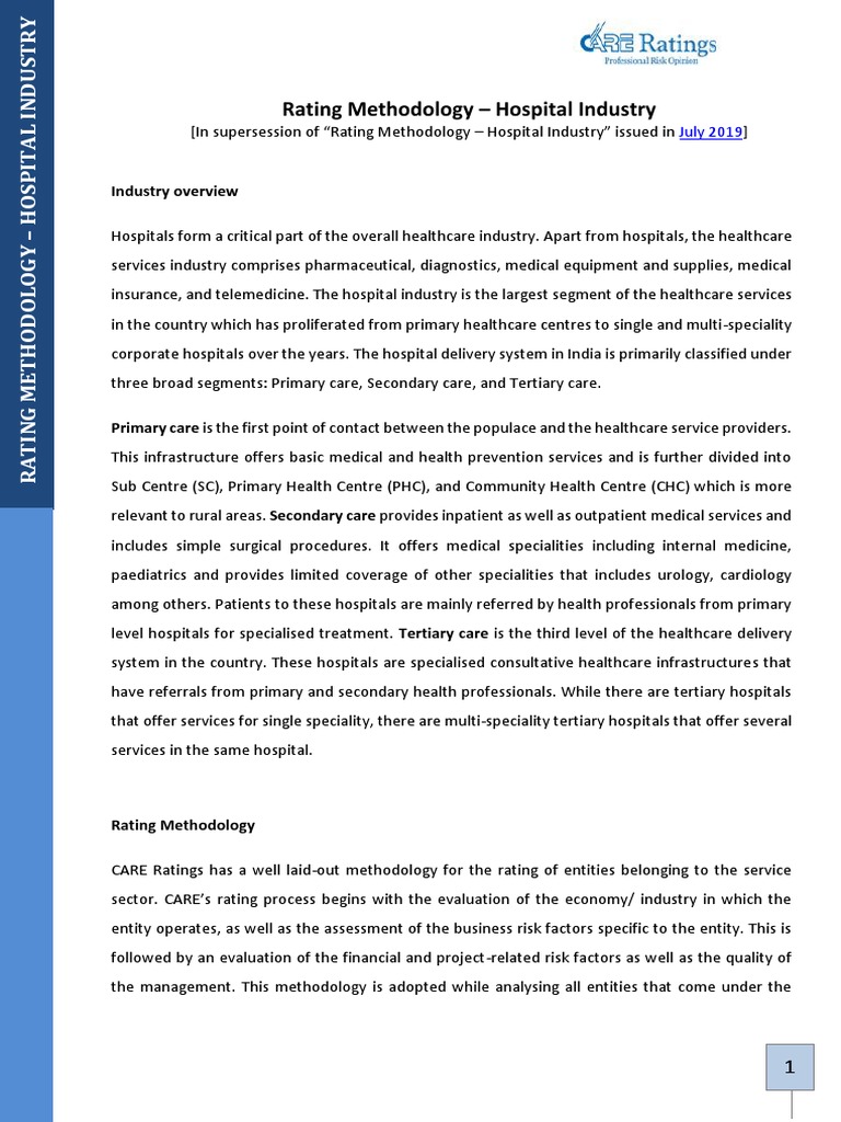 Hospital Industry Rating Methodology | PDF | Health Care | Hospital