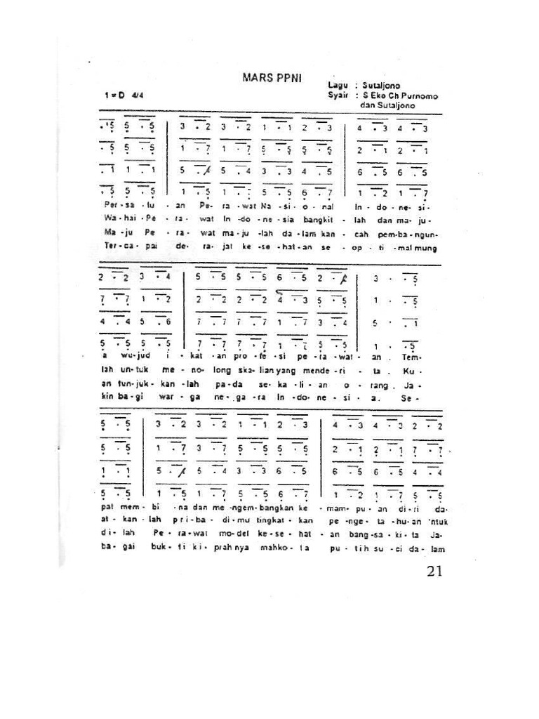 Partitur Mars PPNI | PDF