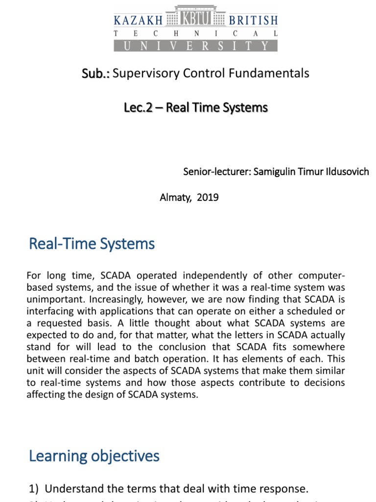 SCADA Real-Time Control Fundamentals | PDF | Real Time Computing ...