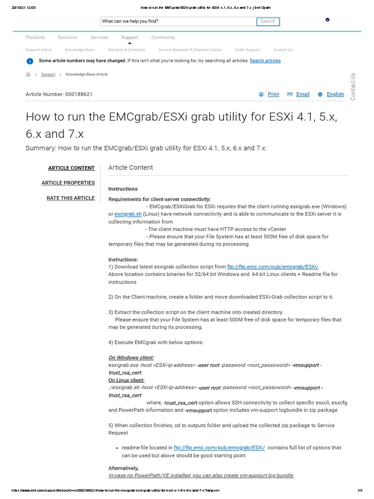 How To Run The EMCgrab - ESXi Grab Utility For ESXi 4.1, 5.x, 6.x and 7 ...