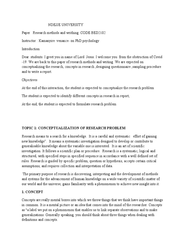 Topic 1: Conceptualization of Research Problem | PDF | Concept | Definition