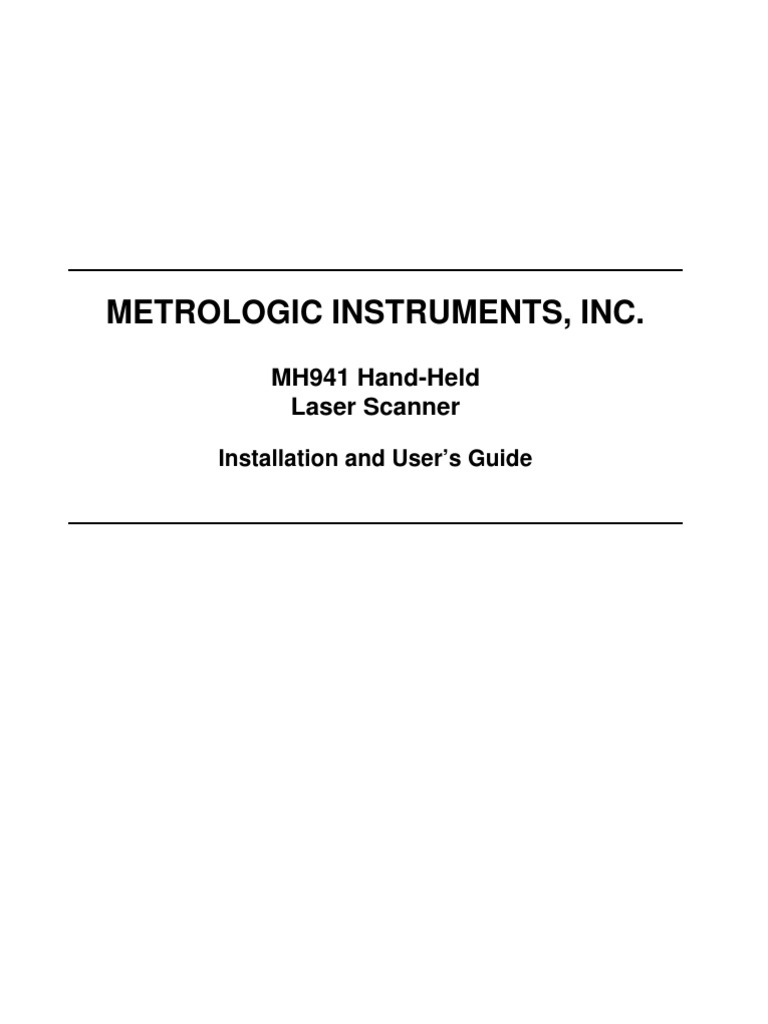 Metrologic Instruments, Inc.: MH941 Hand-Held Laser Scanner | PDF ...