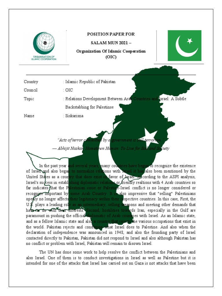 Position Paper For Salam Mun 2021 - Organization of Islamic Cooperation ...