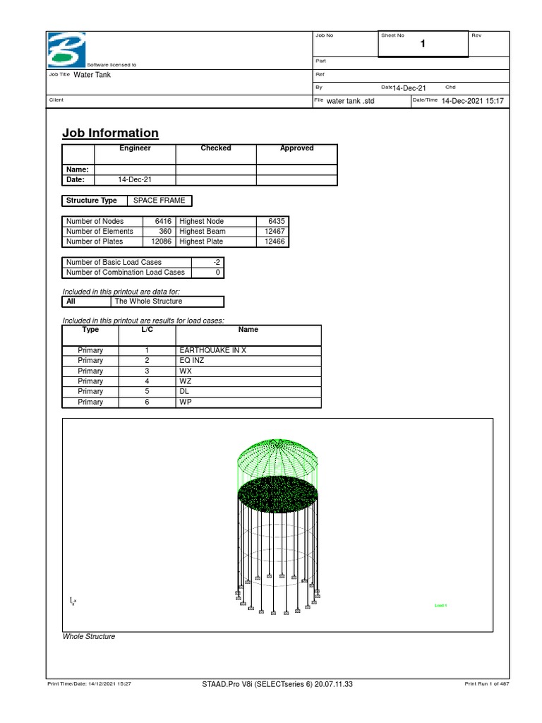 Water Tank Structural Analysis Report | PDF | Building Engineering ...