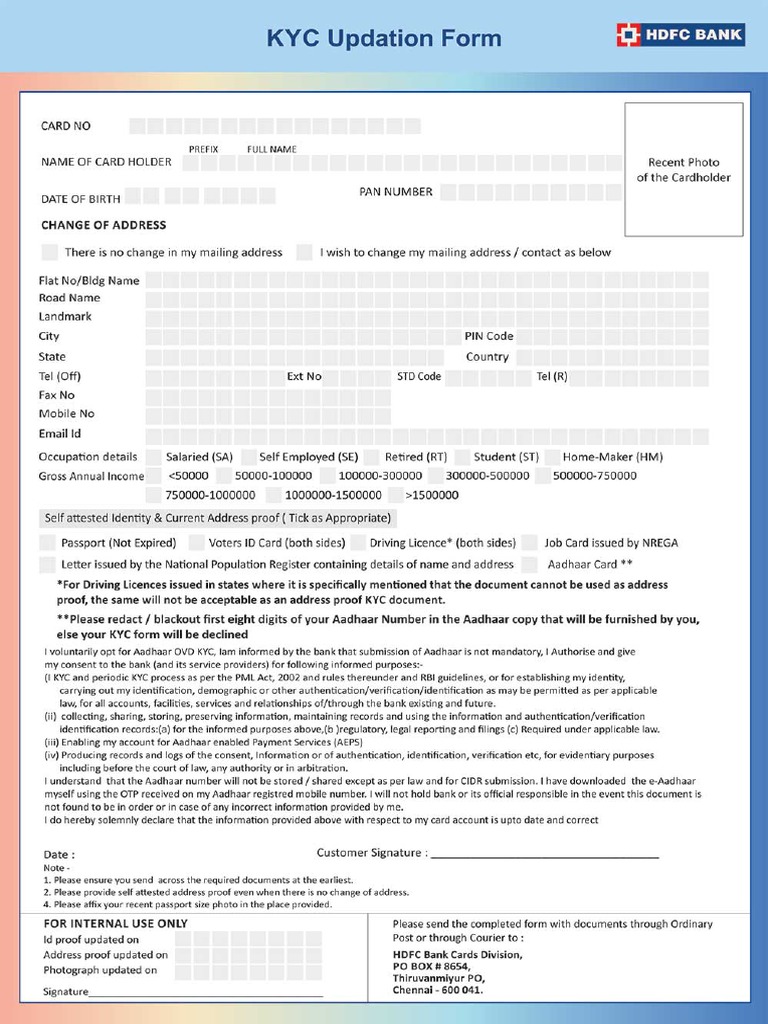 HDFC Kyc Form | PDF