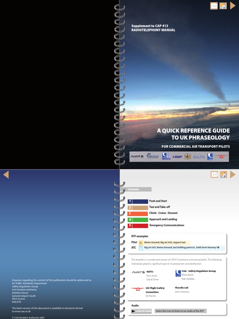 CAP 413 Radio Telephony Supplement 1 A Quick Reference Guide To UK ...