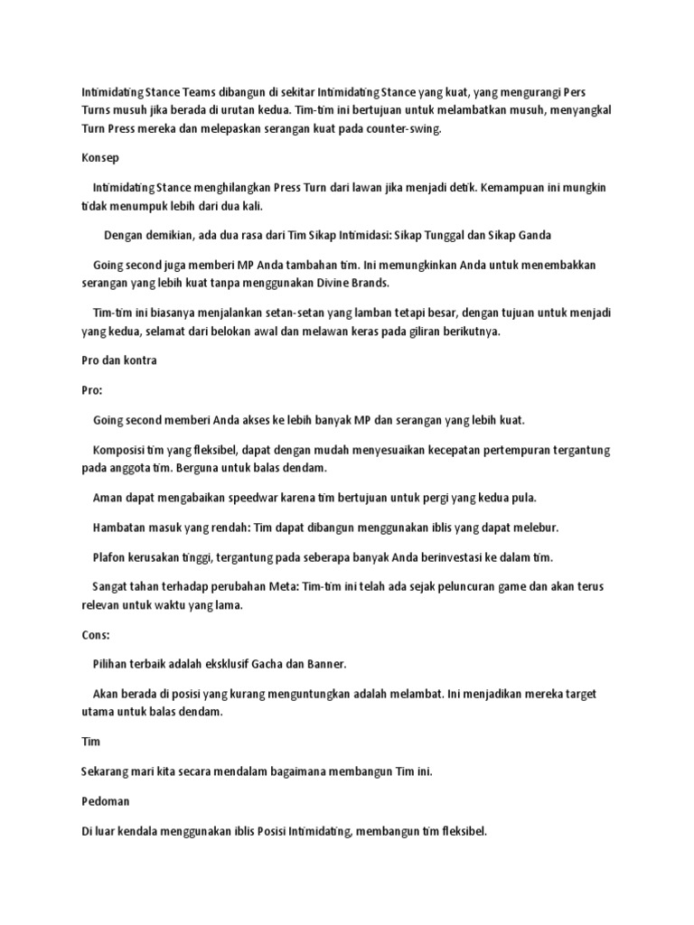 Intimidating Stance Teams Dx2 | PDF