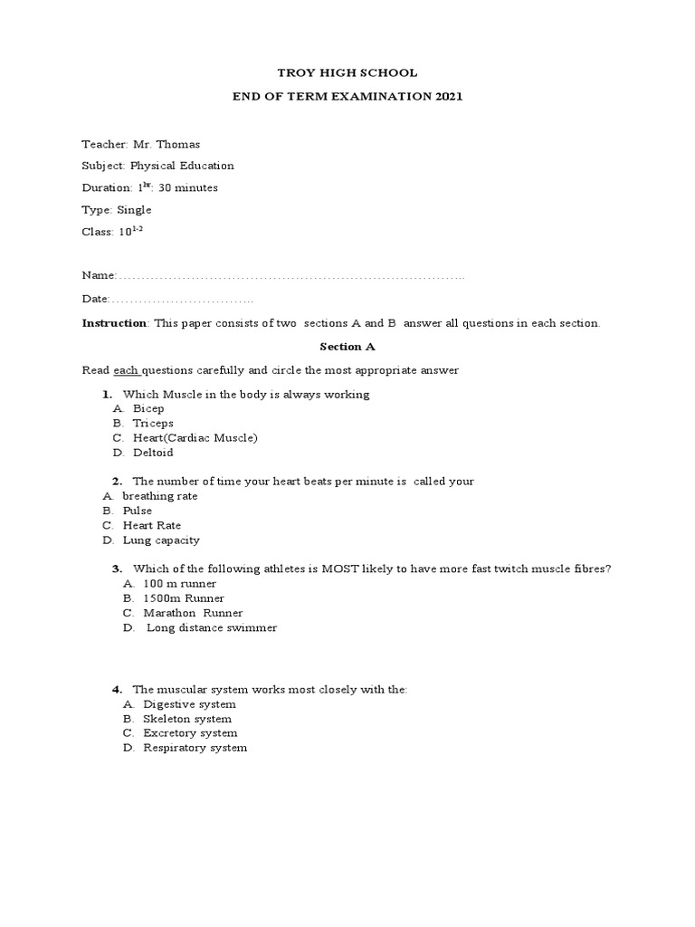 10 1 2 Pe Exam Script Pdf Arm Dance Science