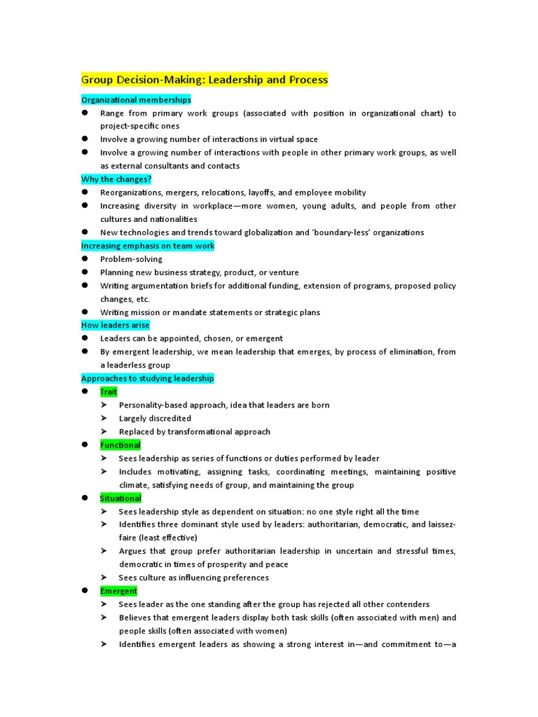 Group Decision-Making: Leadership and Process | PDF | Leadership ...