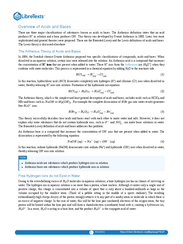 Overview of Acids and Bases | PDF | Acid | Hydroxide