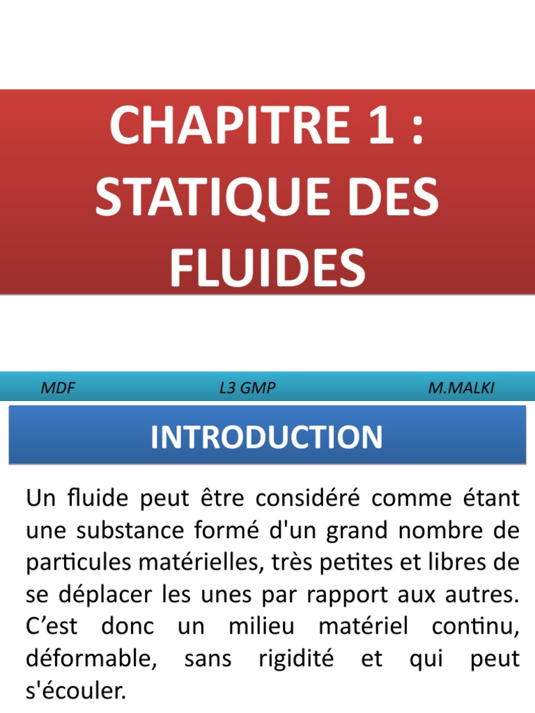 Chapitre 1: Statique Des Fluides | PDF | Pression | Fluide