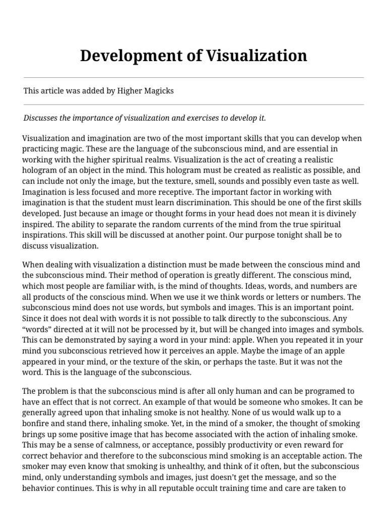 Development of Visualization | PDF | Mind | Mental Image