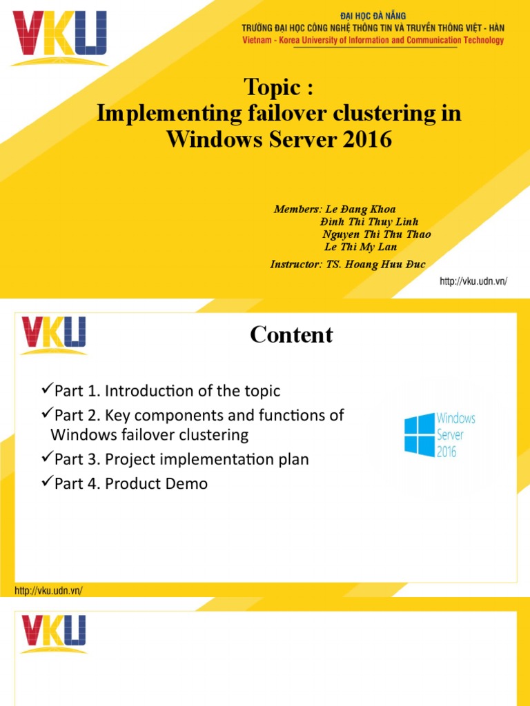 Topic: Implementing Failover Clustering in Windows Server 2016 | PDF ...
