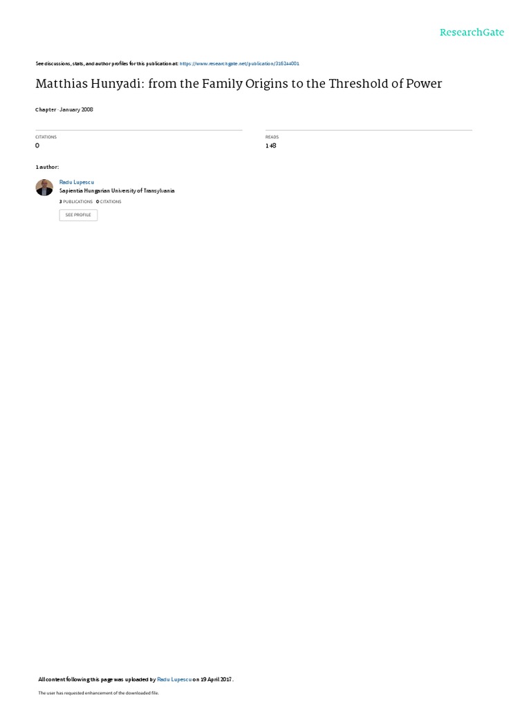 Matthias Hunyadi: From The Family Origins To The Threshold of Power ...