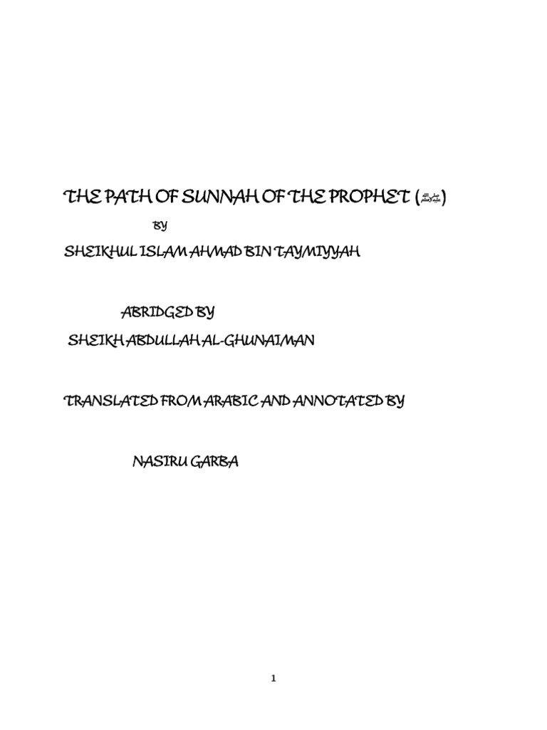 The Path of Sunnah of The Prophet Minhaj Al Sunnah in English | PDF ...
