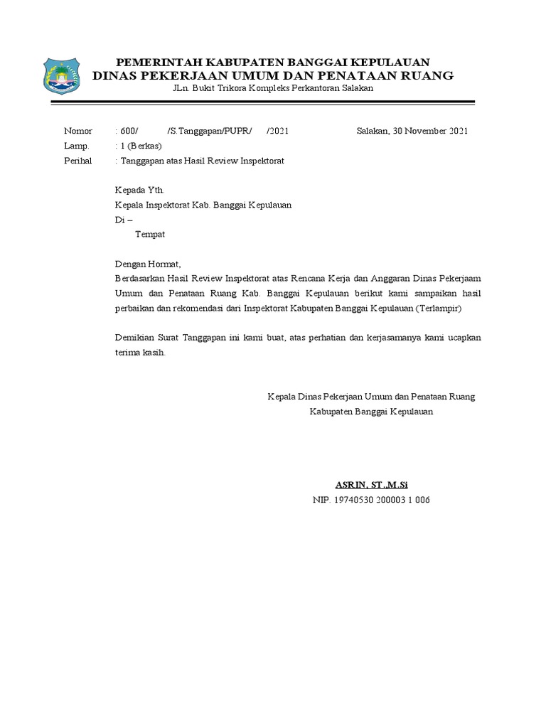 Tanggapan Hasil Review Inspektorat | PDF