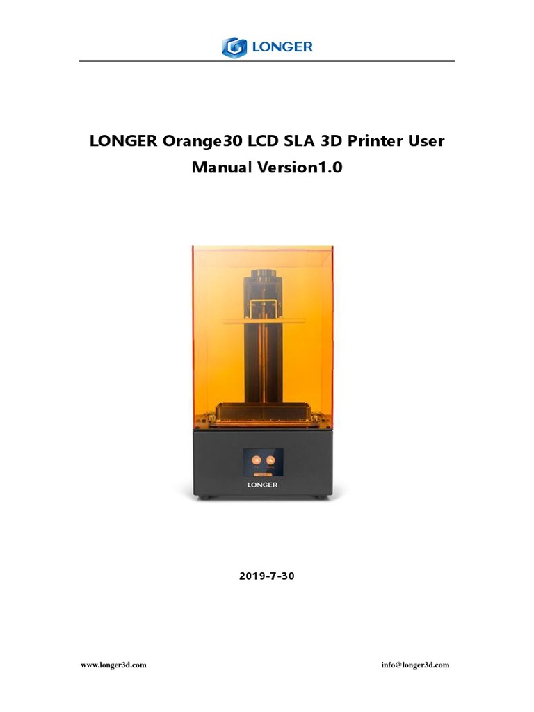 Longer Orange30 LCD SLA Printer Manual | PDF | Computer File | 3 D Printing