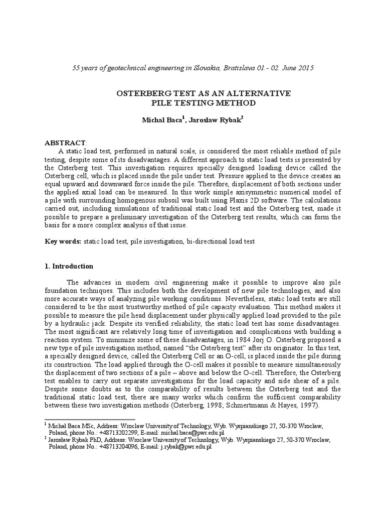Osterberg Test As An Alternative Pile Testing Method | PDF | Deep ...