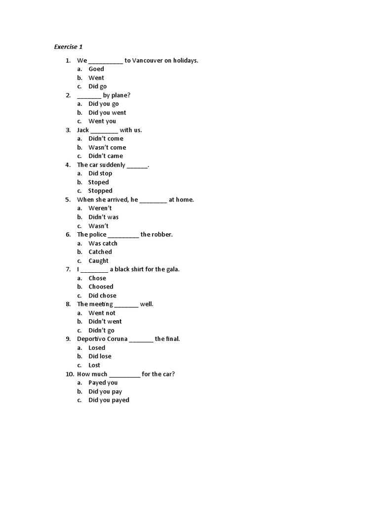 Past Simple Exercises | PDF