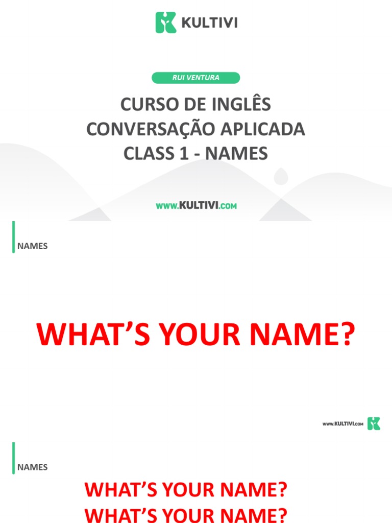 English conversation class names | PDF | Linguistics | Components