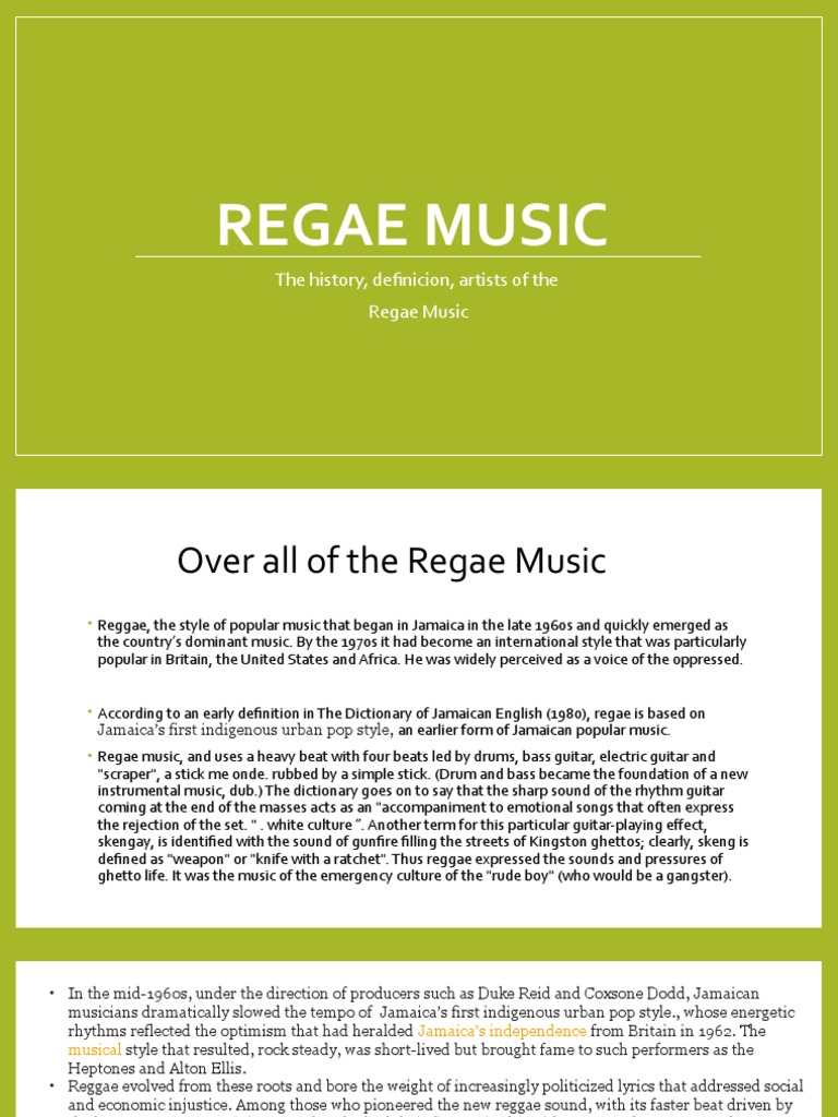 Regae Music: The History, Definicion, Artists of The Regae Music | PDF ...