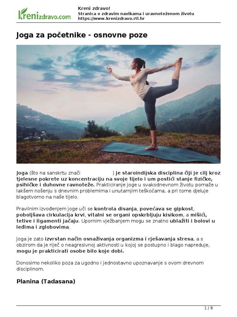 Joga Za Pocetnike Osnovne Poze | PDF