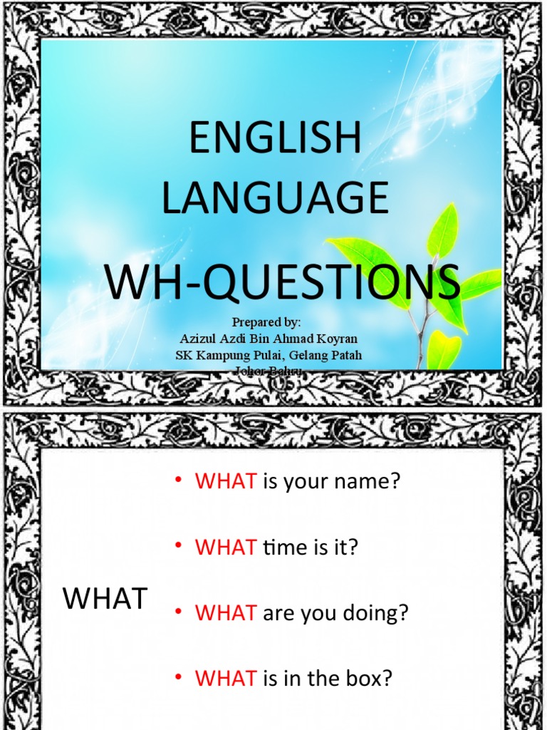 English Language: Wh-Questions | PDF