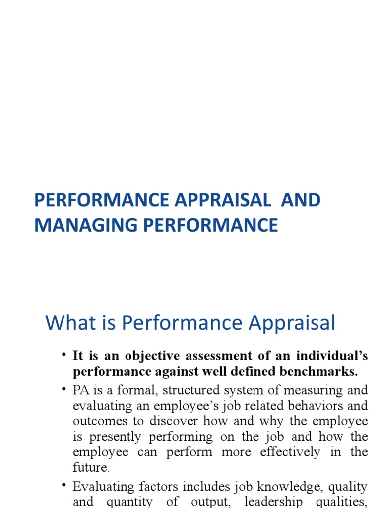 Performance Appraisal and Managing Performance | PDF | Performance ...