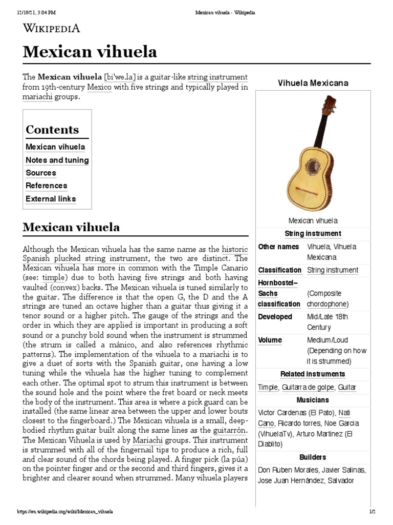 Mexican Vihuela: Mexican Vihuela Notes and Tuning Sources References ...