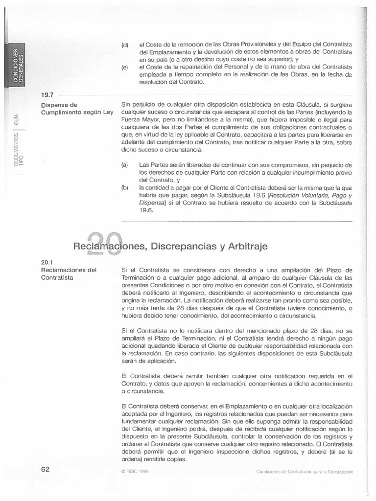 Cláusula Escalonada FIDIC Rojo | PDF
