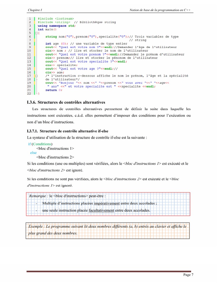 Chapitre I - C++ - 2 | PDF
