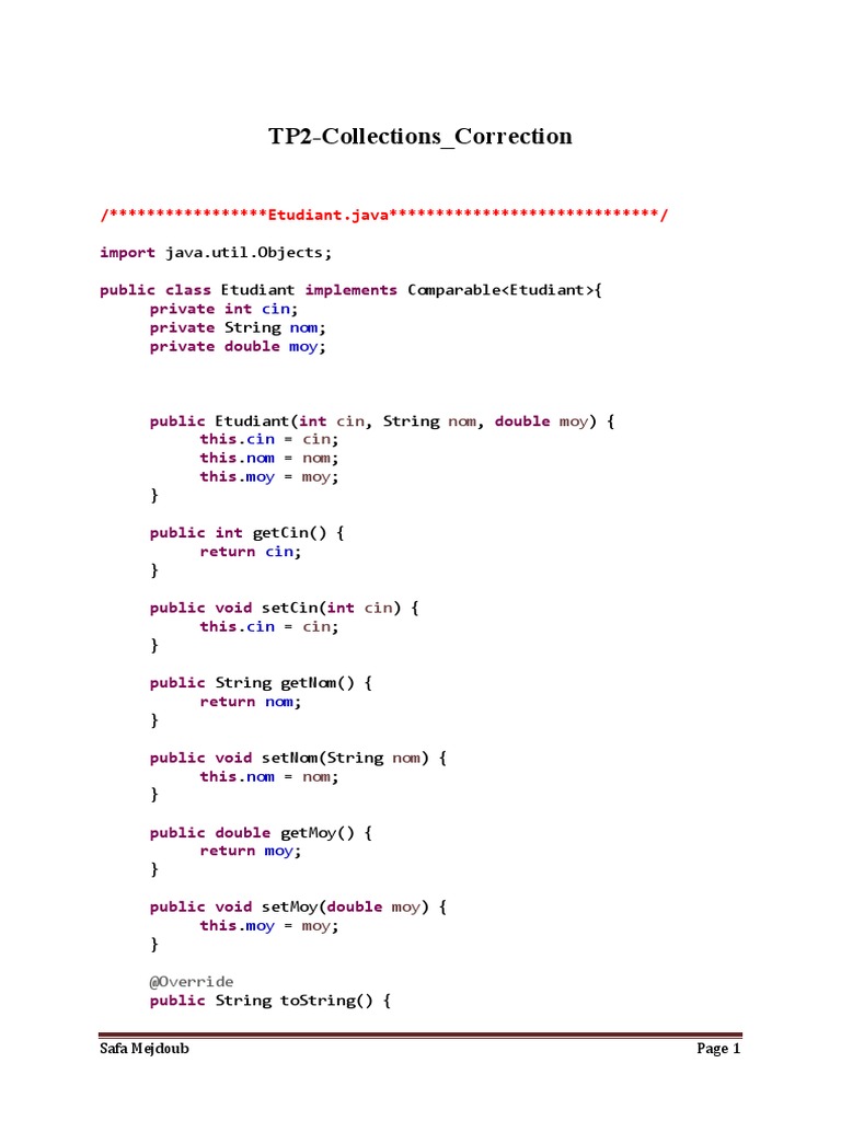 TP2-Collections Correction | Télécharger gratuitement PDF | Java ...