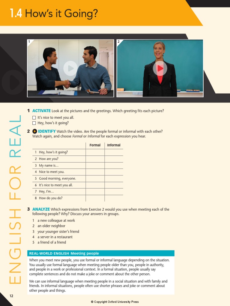 How's It Going?: Activate | PDF | Cognition | Human Communication