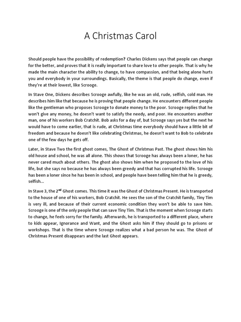 A Christmas Carol Essay | PDF | Ebenezer Scrooge | A Christmas Carol