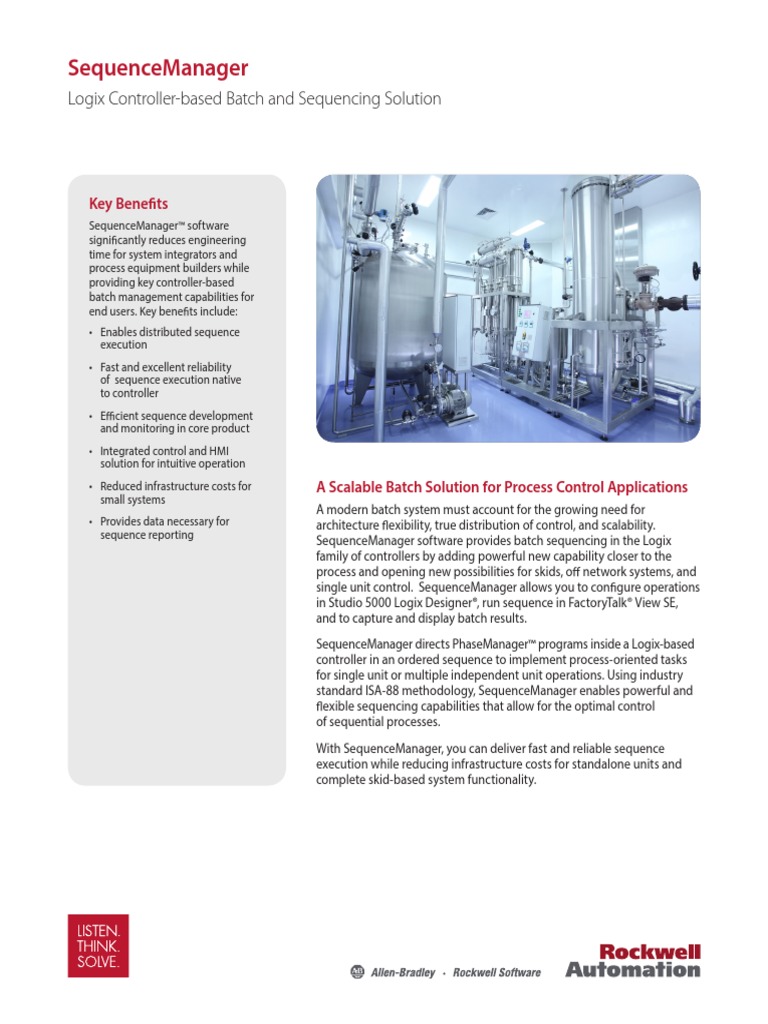 Sequencemanager: Logix Controller-Based Batch and Sequencing Solution ...