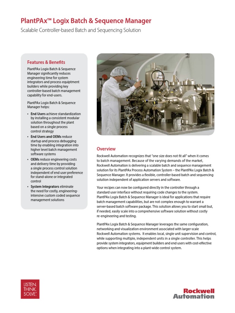 PlantPAx™ Logix Batch & Sequence Manager | PDF | Automation | Runtime System