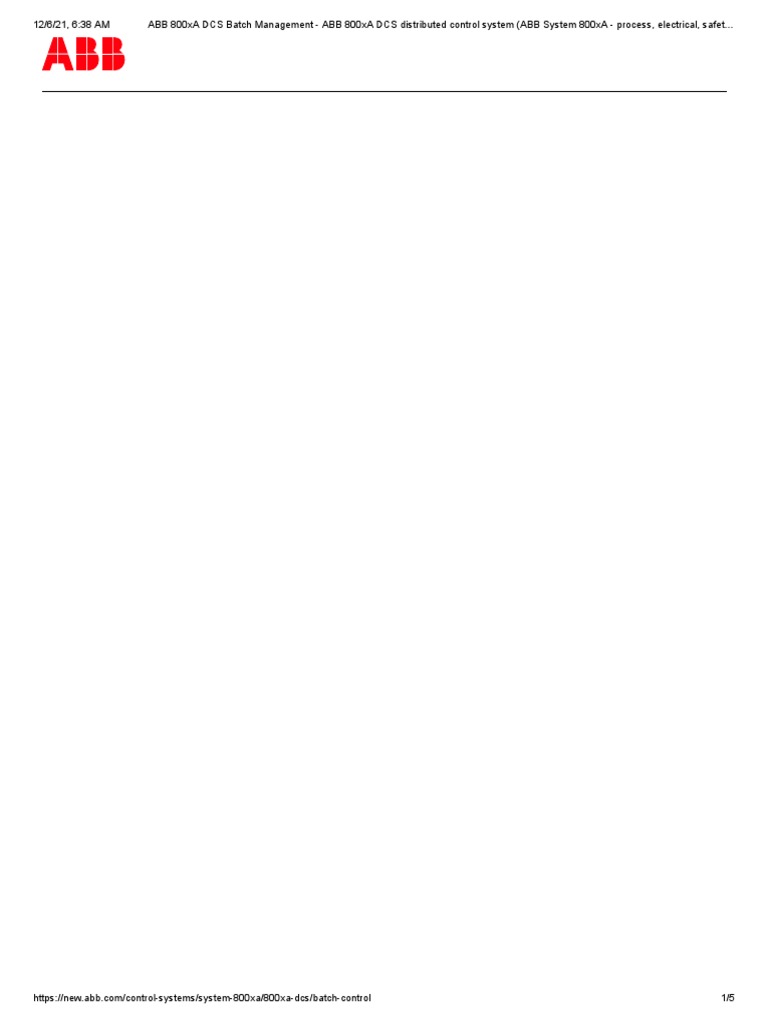 ABB 800xa DCS Batch Management - ABB 800xa DCS Distributed Control ...