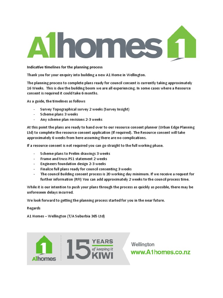 A1 - Plan Timelines Note | PDF