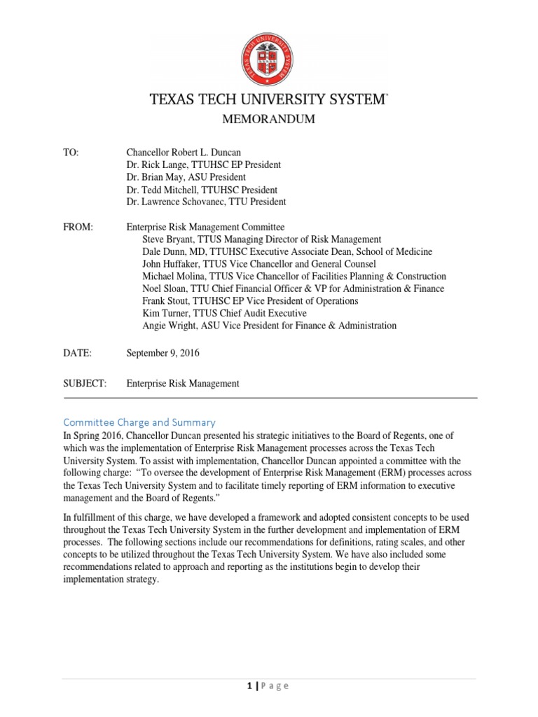 ERM Committee - Final Report | PDF | Risk | Enterprise Risk Management