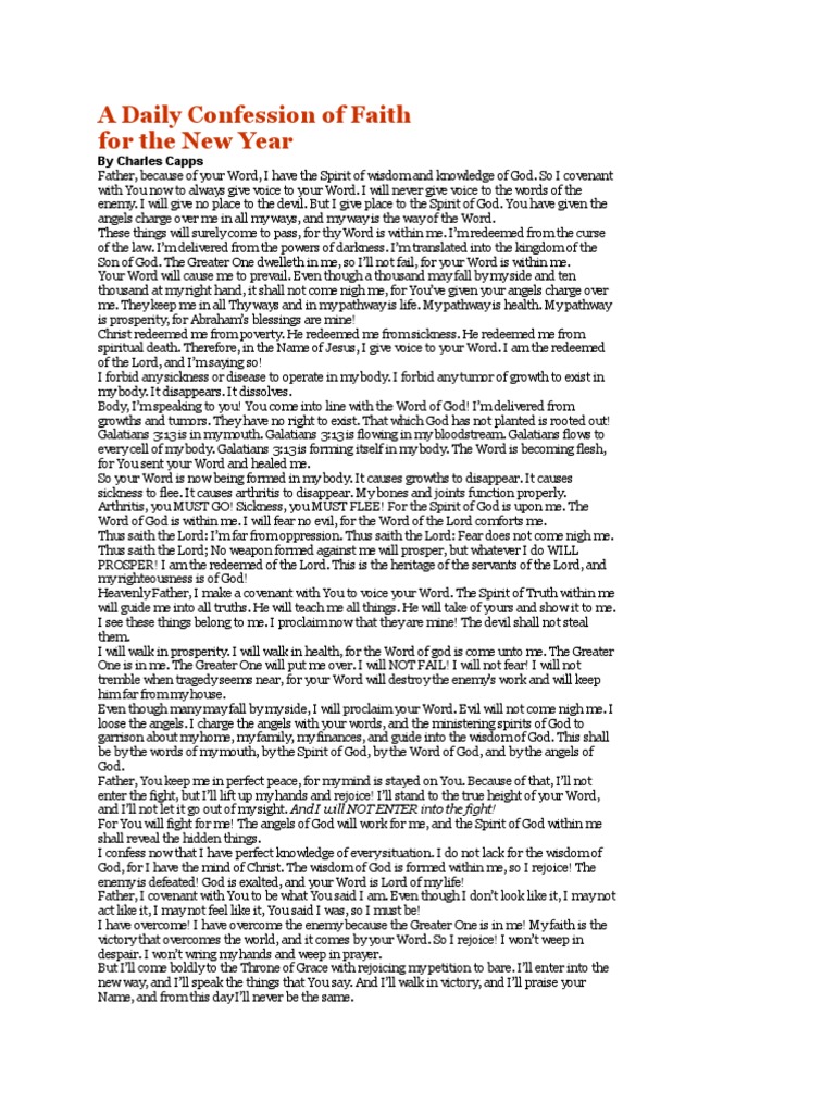 A Daily Confession of Faith | PDF | Jesus | Book Of Proverbs