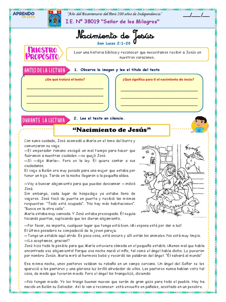 LECTURA2 NACIMIENTO DE JESÚS | PDF | María, madre de Jesús | Jesús