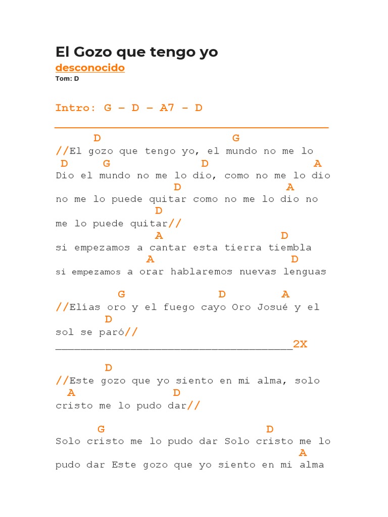 Acordes y letra de "El Gozo que Tengo Yo" | PDF
