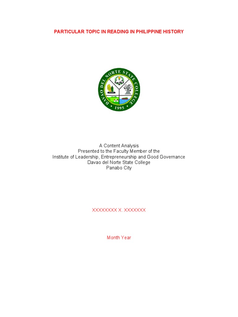 Particular Topic in Reading in Philippine History | PDF | Paragraph ...