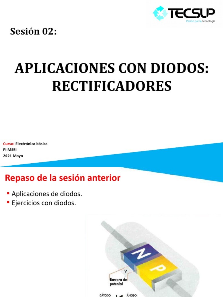 S02 - Aplicacion de Diodos - Rectificador Media y Onda Completa v8 2018abril PI MSEI | Descargar ...