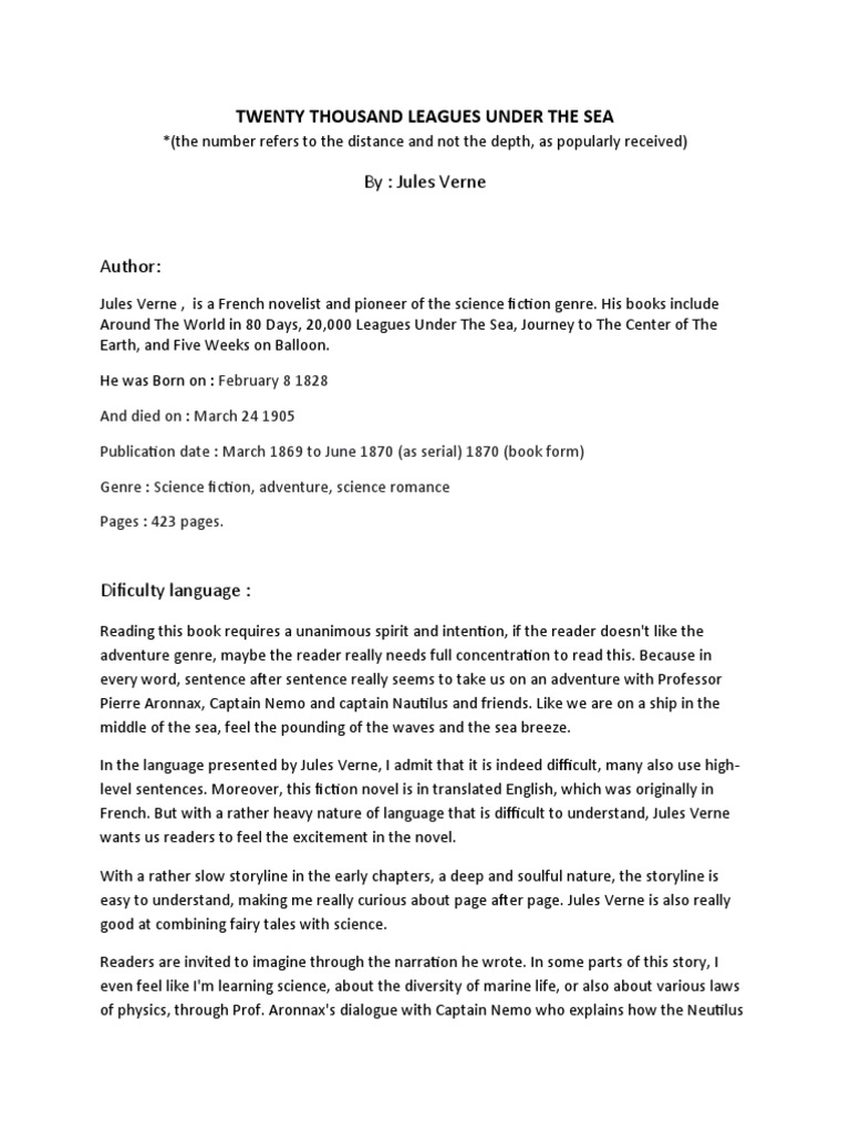 Exploring Jules Verne's Underwater Adventure | PDF