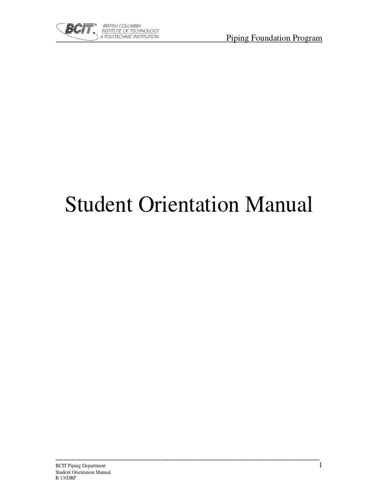 Student Orientation Manual Piping Foundation Program Pdf