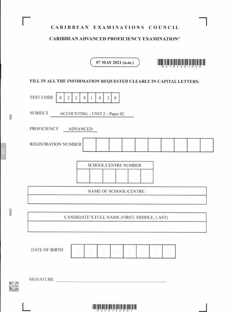 Cape Accounting Unit 1 Paper 1 2021 Pdf