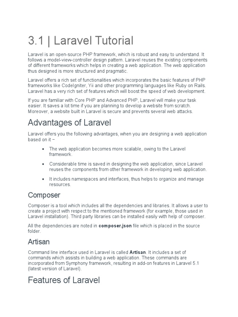 3.1 - Laravel Tutorial | PDF | Databases | World Wide Web